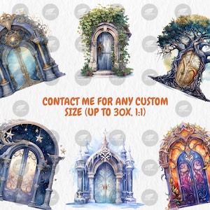 Watercolor Fantasy Doors Clipart: Magical Illustrations (instant ...