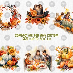 Watercolor Thanksgiving Clipart | Roast Turkey, Pumpkin Pie, Cornucopia ...