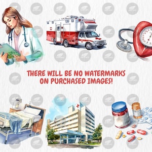 Watercolor Medical Clipart: Doctor, Nurse, Hospital Illustrations ...