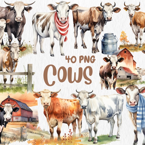 Cow Watercolor - Etsy