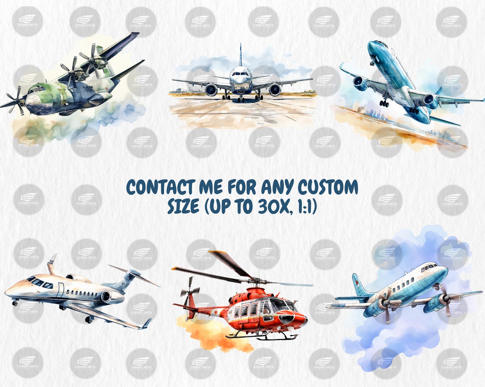 Watercolor Airplane Clipart: Vintage & Modern Planes (instant Download ...