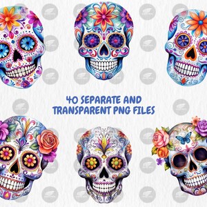 Watercolor Sugar Skulls Clipart: Dia De Los Muertos Illustrations ...