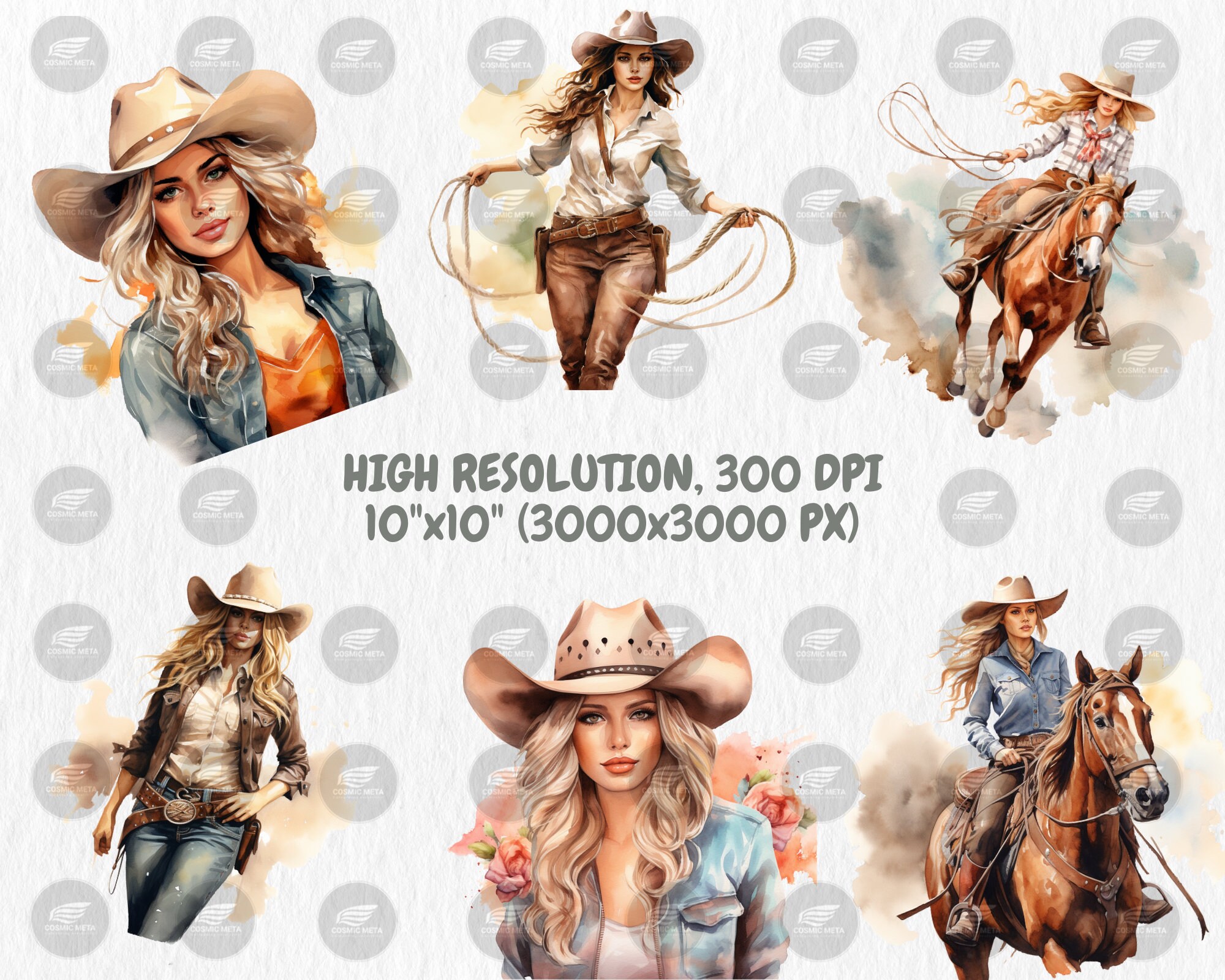 Watercolor Cowgirls Clipart Western Wild West Cowgirl - Etsy Australia