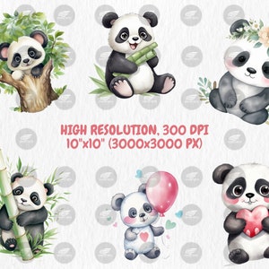 Watercolor Cute Pandas Clipart | Adorable, Cute Panda, Baby Panda ...
