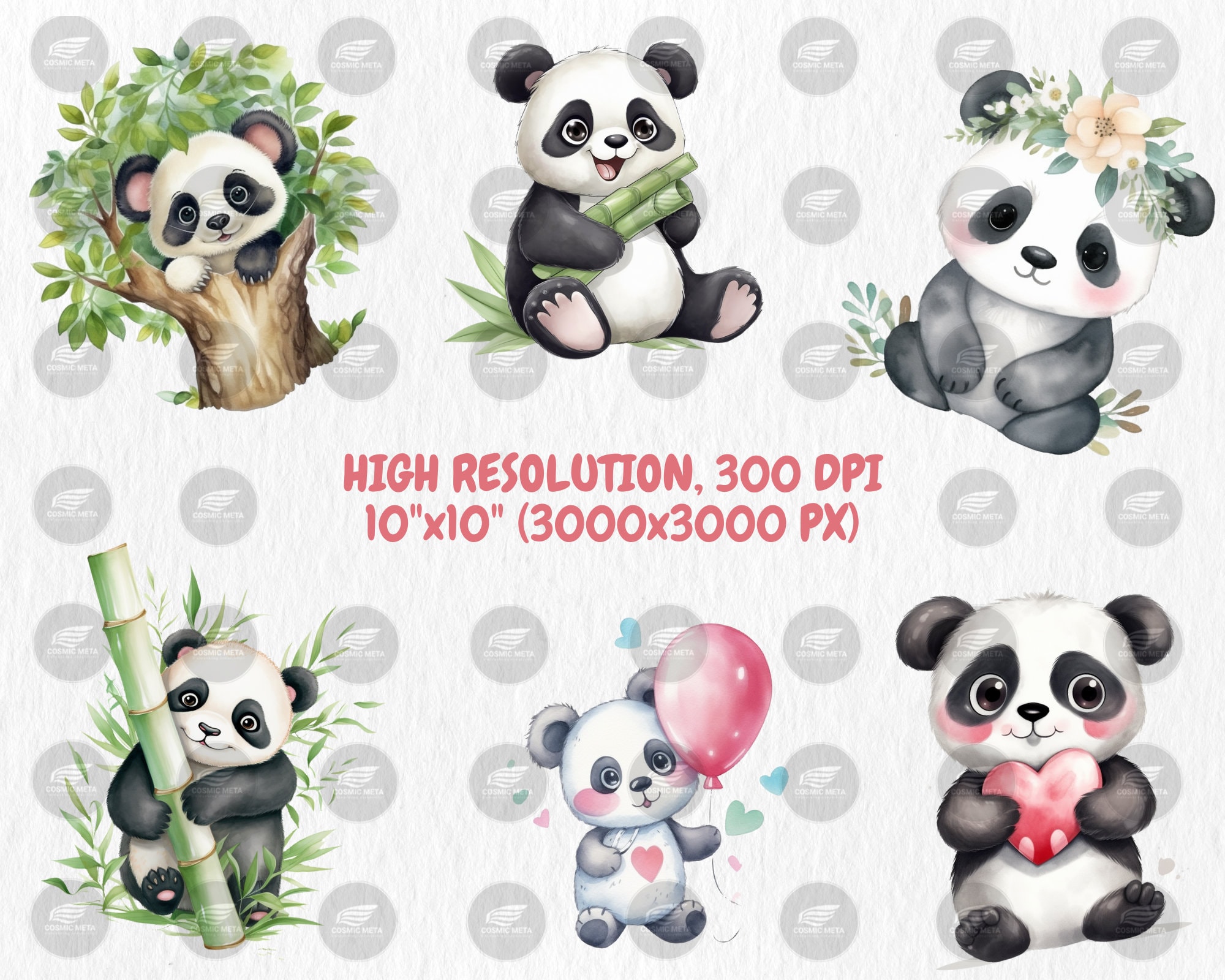 Watercolor Cute Pandas Clipart | Adorable, Cute Panda, Baby Panda ...