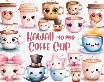 Cute Watercolor Coffee Theme Clipart - Coffee Love, Cute Adorable ...