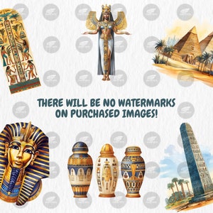 Watercolor Ancient Egypt Clip Art: Pharaoh, Cleopatra, Pyramids ...
