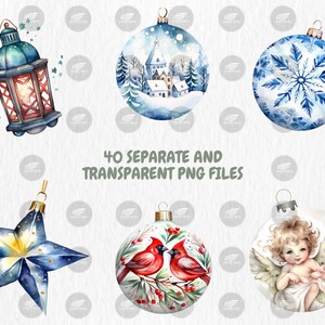 Watercolor Christmas Ornaments Clipart Christmas Decoration, Festive ...