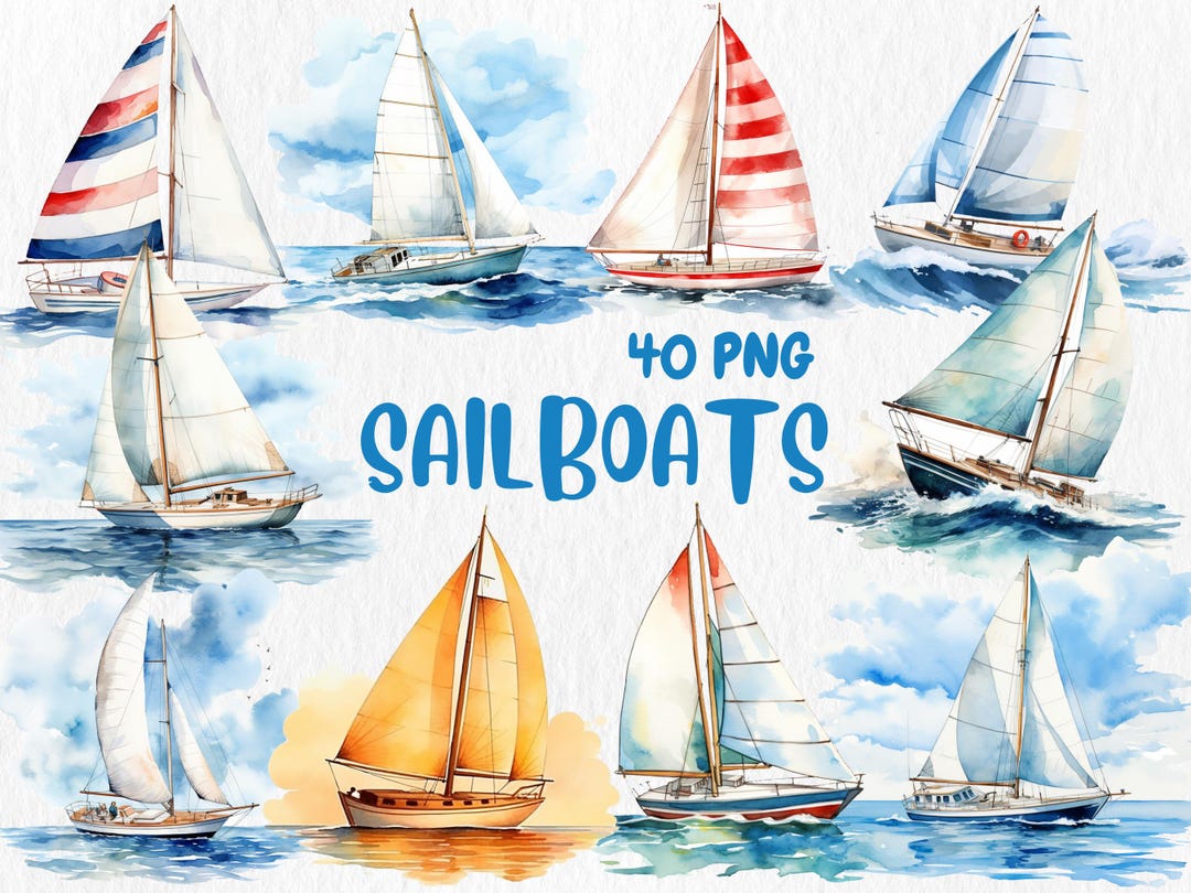 Watercolor Sailboats Clipart | Sailing Boat Illustrations, Nautical ...