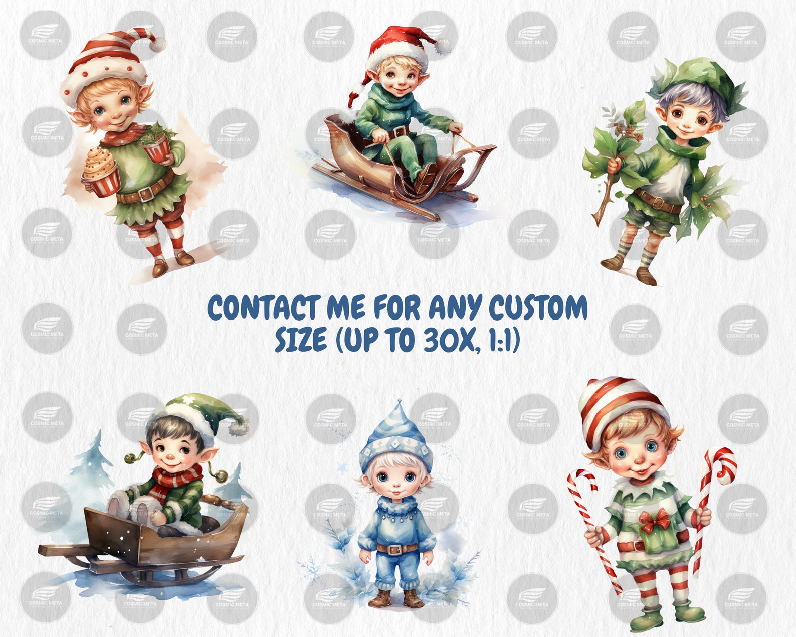 Watercolor Christmas Elves Clipart Gingerbread Elf, Caroling Elf ...
