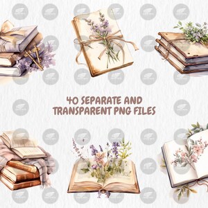 Watercolor Cottagecore Books Clipart | Reading, Transparent Background ...