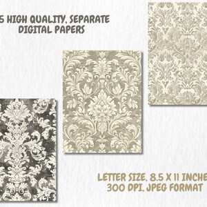 Distressed Ivory Demask Digital Paper | Rustic Vintage Textured ...