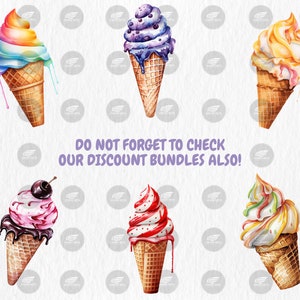 Watercolor Ice Cream Cones Clipart | Summer Treats, Sweet Dessert ...