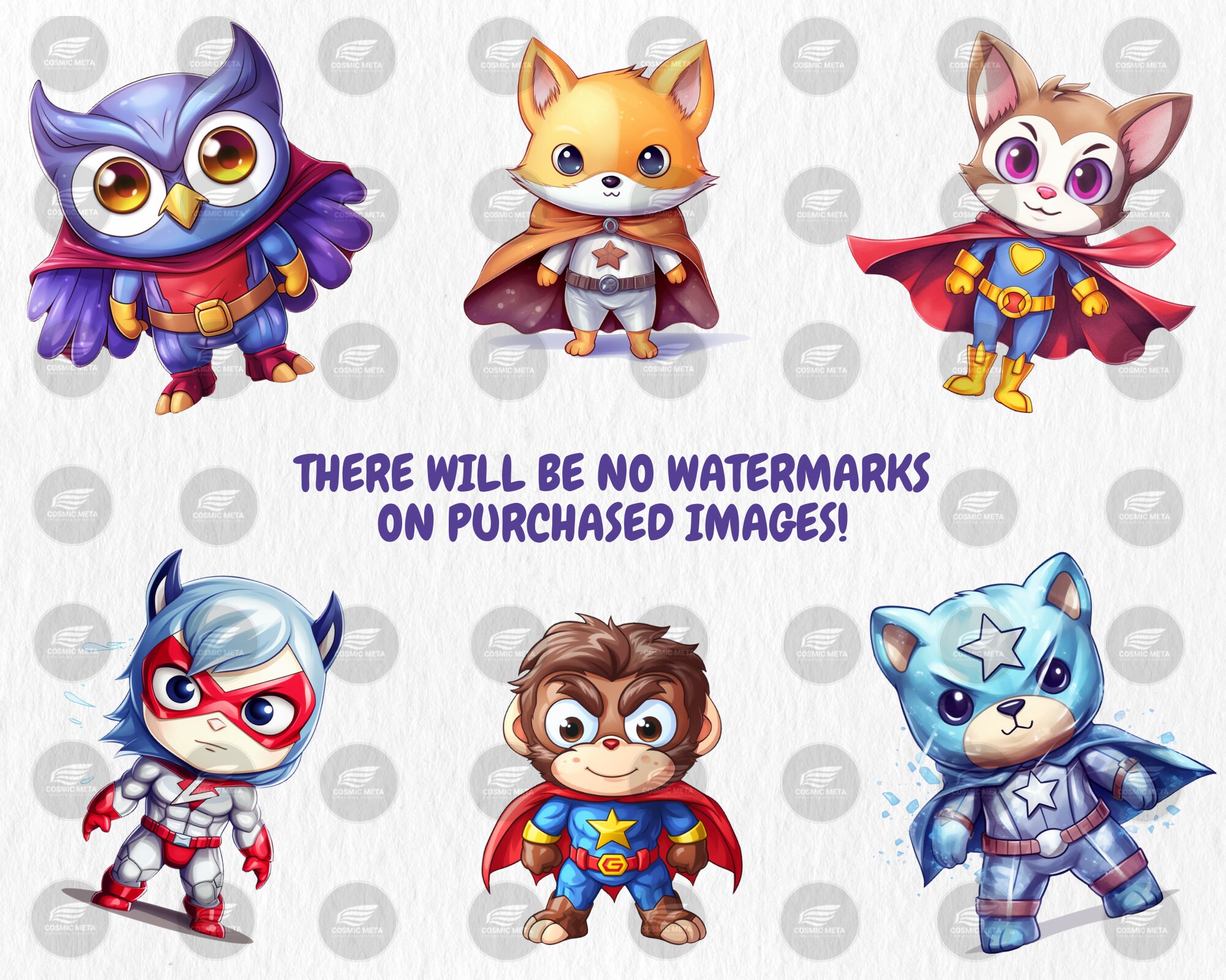 Watercolor Superhero Animals Clipart: Nursery Art (instant Download) - Etsy