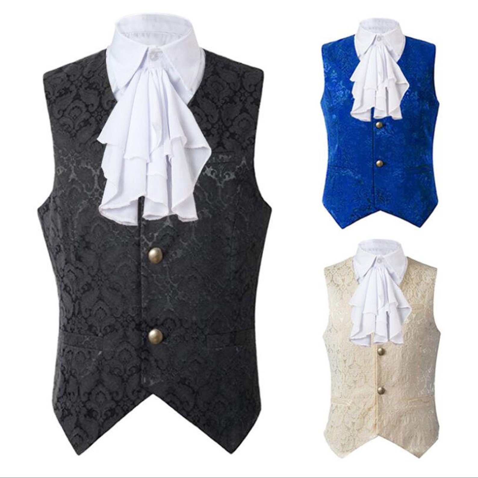Men's Victorian 19th Century Waistcoat With Jabot Tie - Etsy