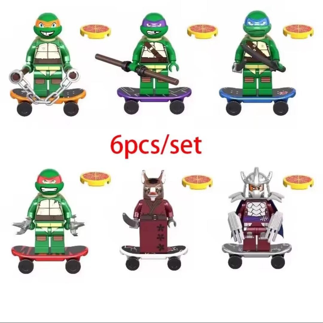 6 Teenage Mutant Ninja Turtles Mini Figures Set. Includes All 4 Turtles ...