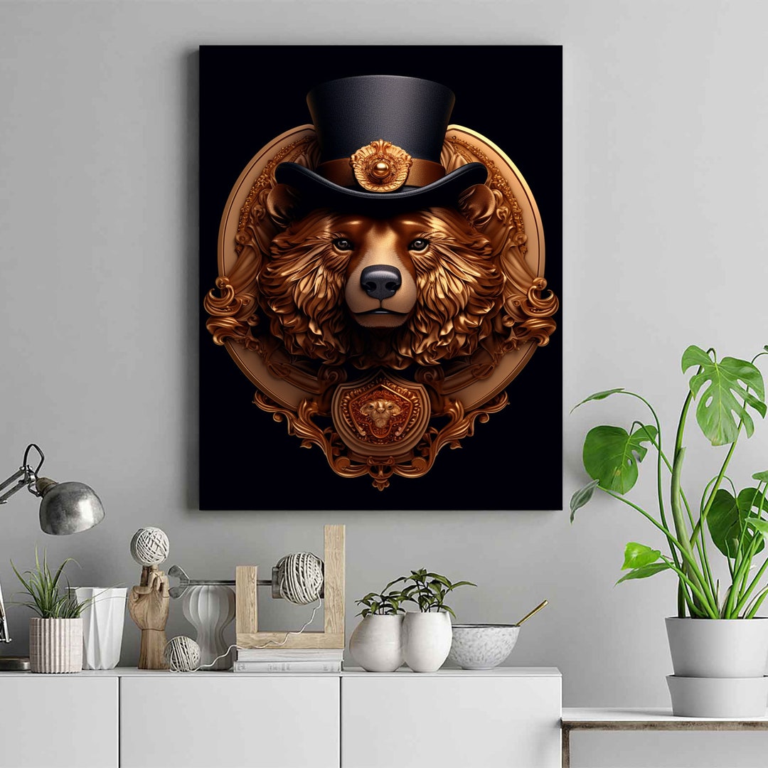 Tophat Brown Bear Poster Brown Bear 3D Poster Cute Animal - Etsy