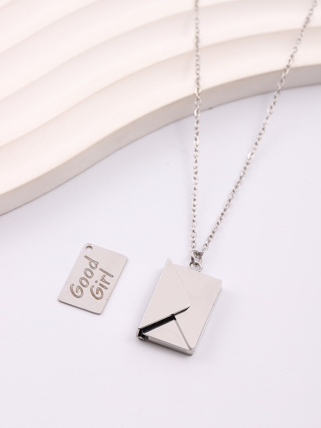 Good Girl - Envelope Necklace - Hidden Message Necklace for Women, Dom ...