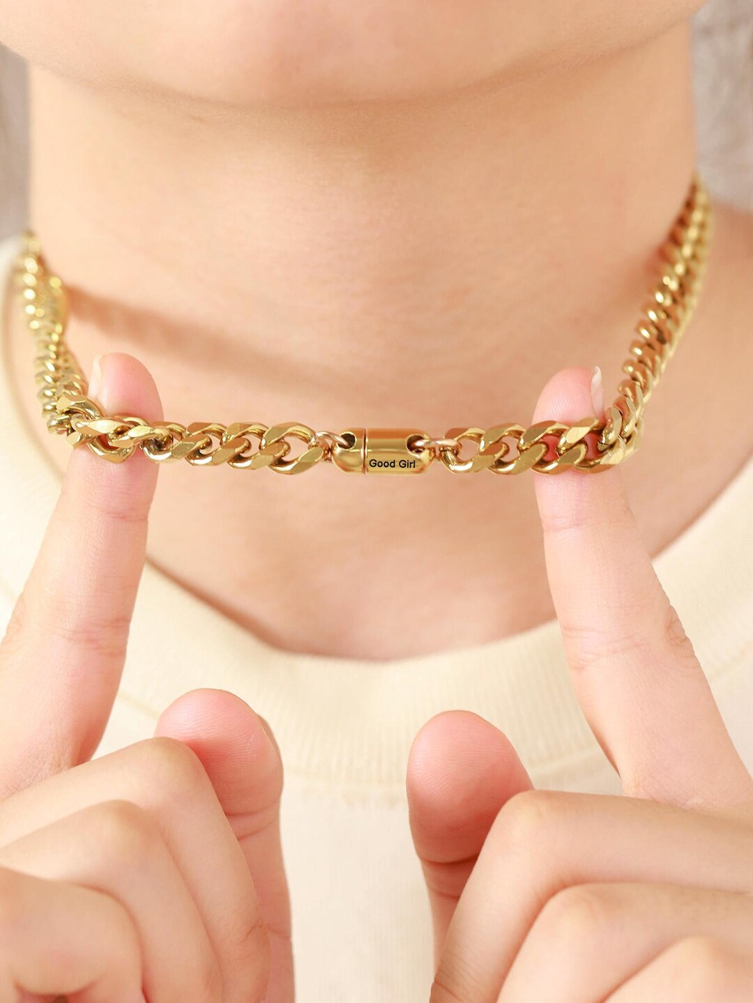 Good Girl Hex Lock Cuban Chain Link Necklace. Dom Sub Jewelry With ...