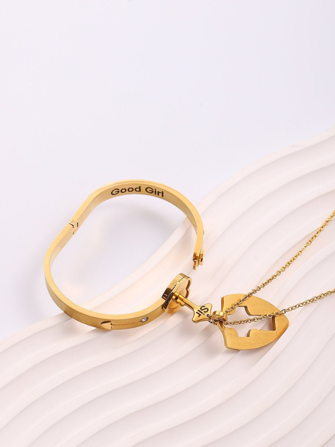 Good Girl Permanent Locking Bracelet With Key Lock Pendant. Dom Sub ...