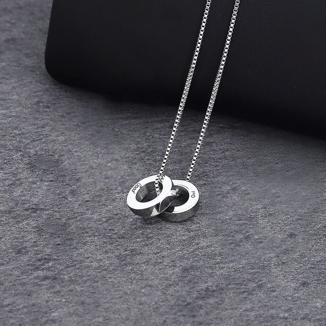 Good Girl O Ring Necklace: Stainless Steel Beaded Name Pendant - Etsy