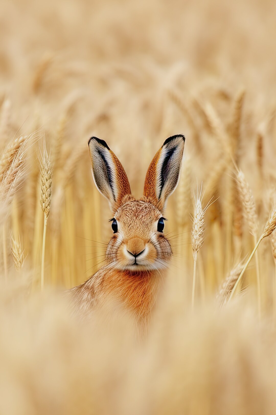 A Hare Looking Through Golden Wheat at the Viewer, Cornfield - Etsy