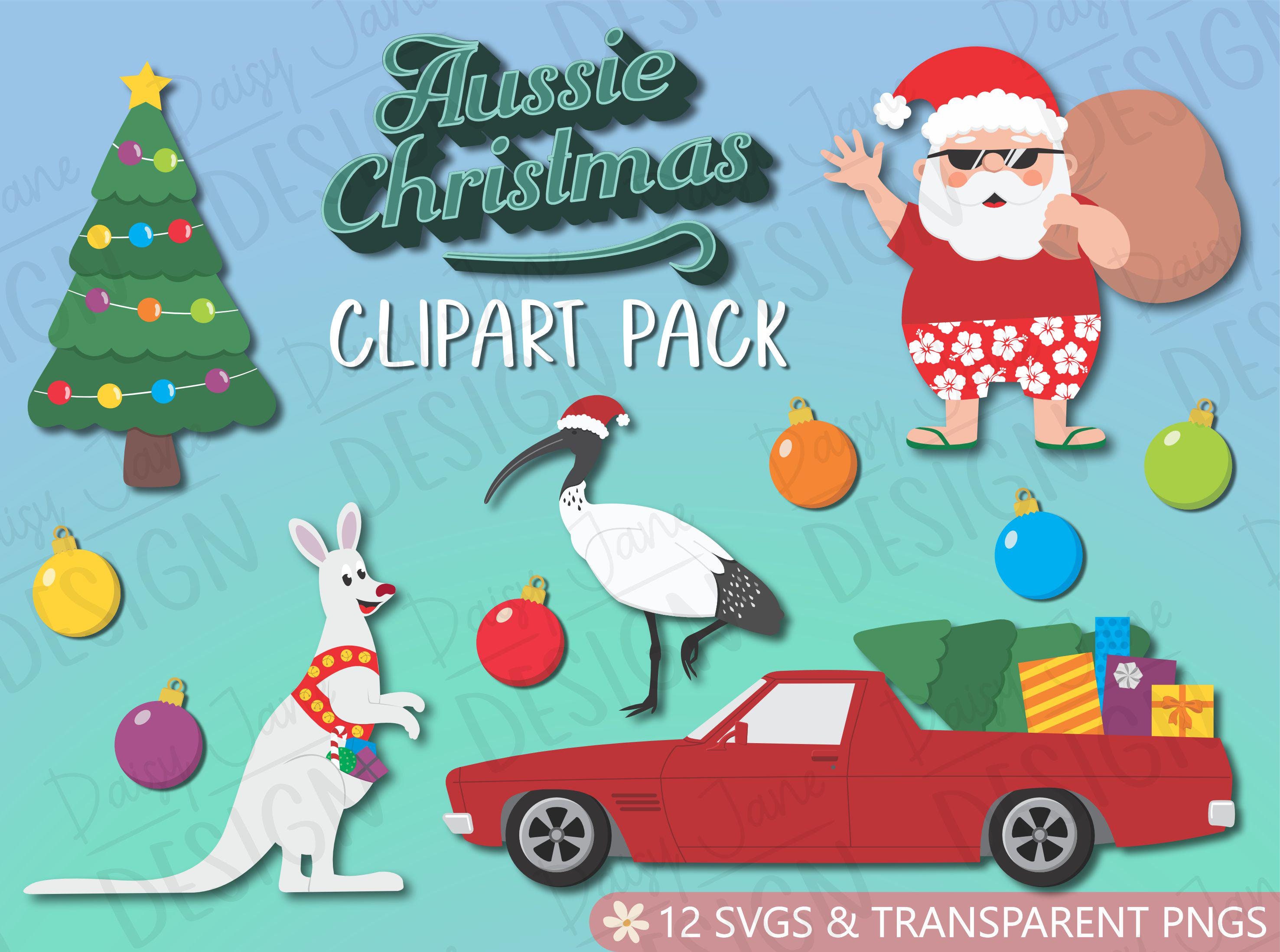 Aussie Christmas Clipart Aussie Santa Xmas Ibis PNG & SVG Files - Etsy