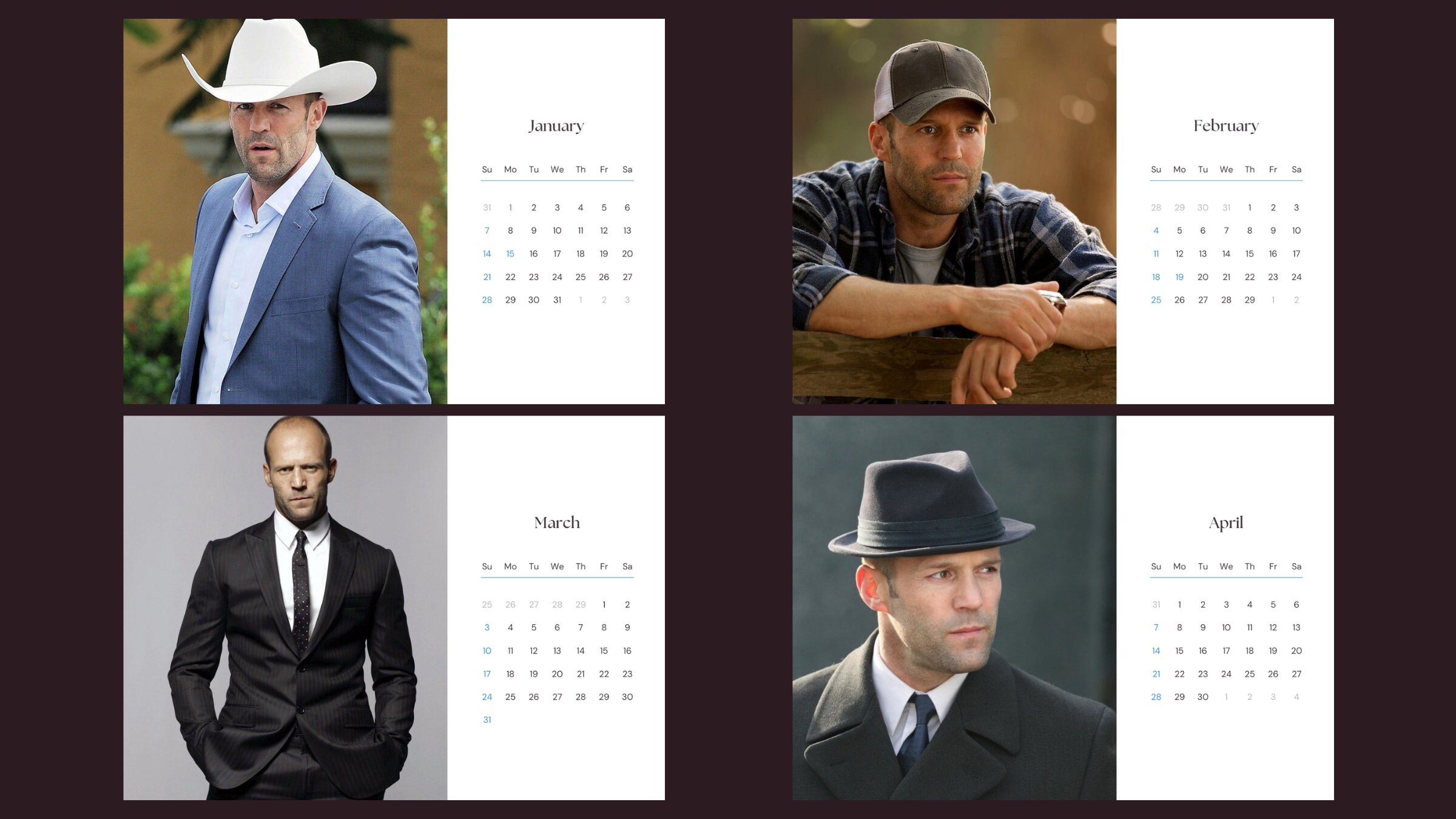 Jason Statham 2024 Calendar - Etsy