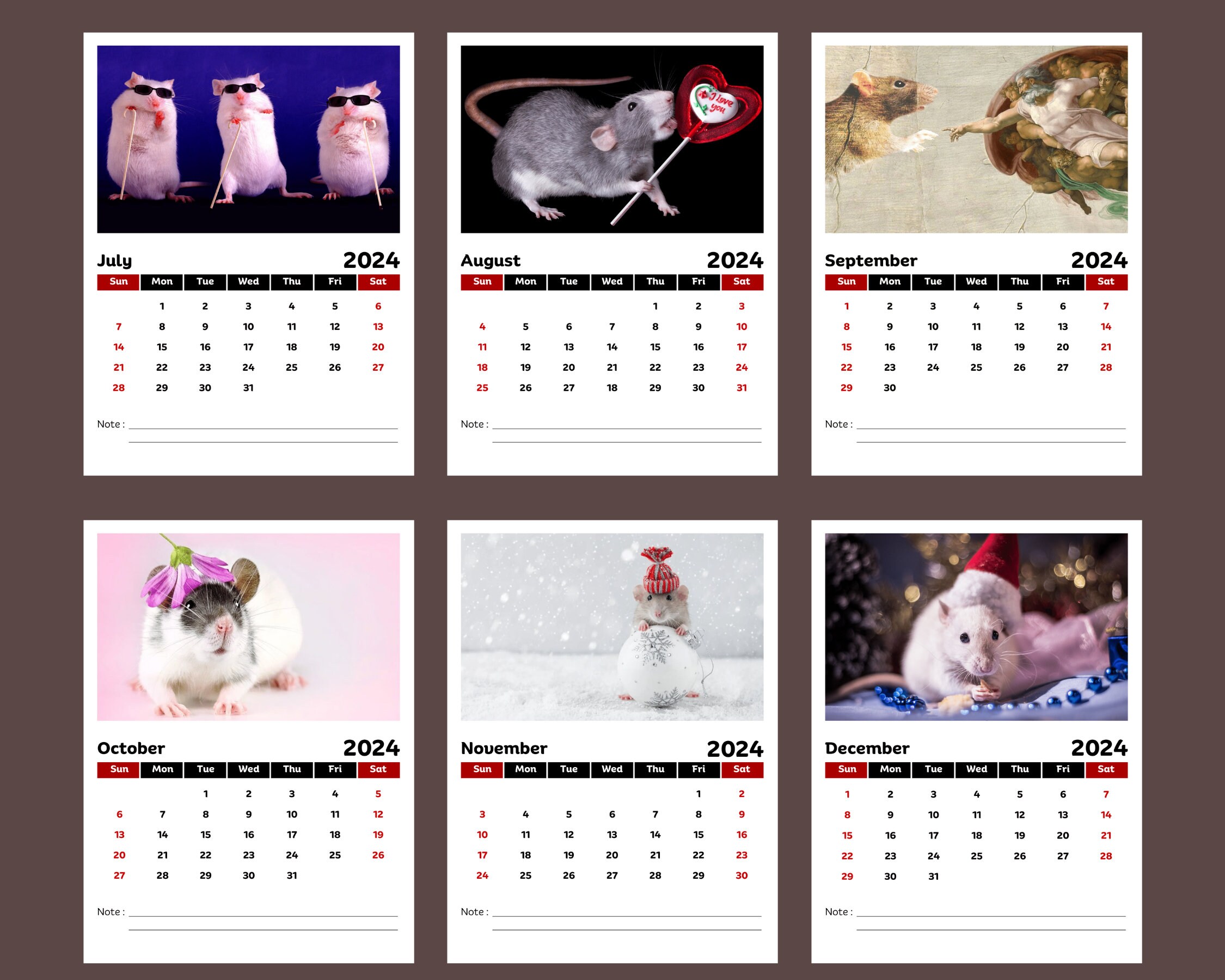 Funny Rats 2024 Calendar - Etsy