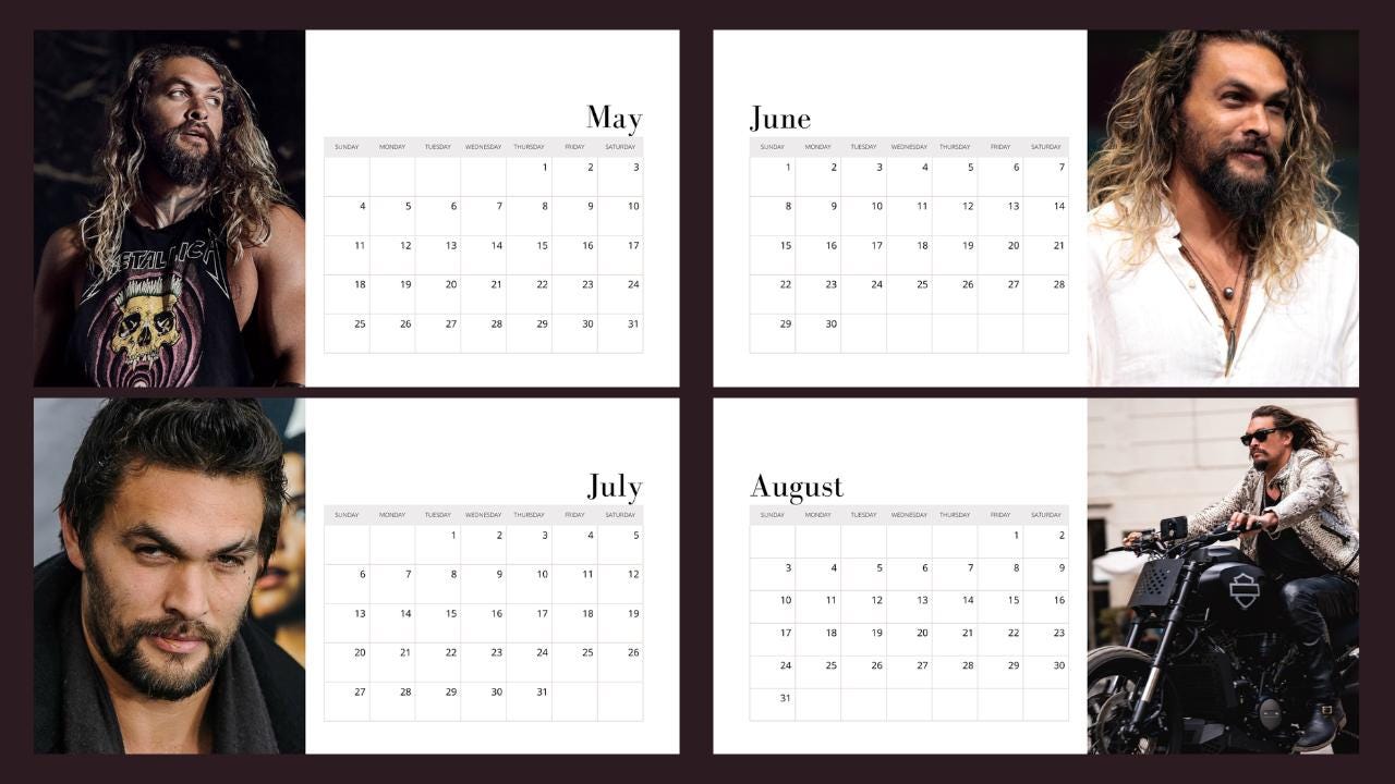 Jason Momoa 2025 Calendar - Etsy