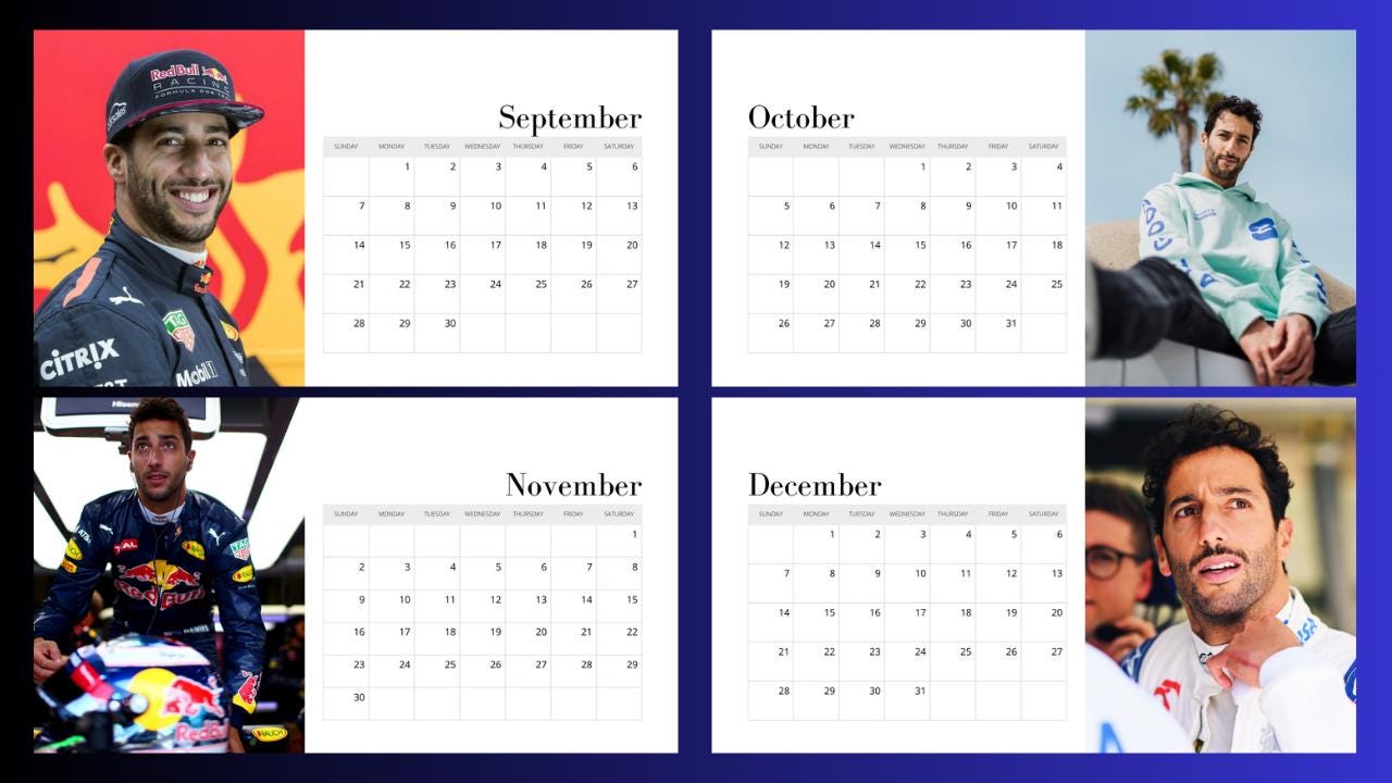 Daniel Ricciardo 2025 Calendar - Etsy