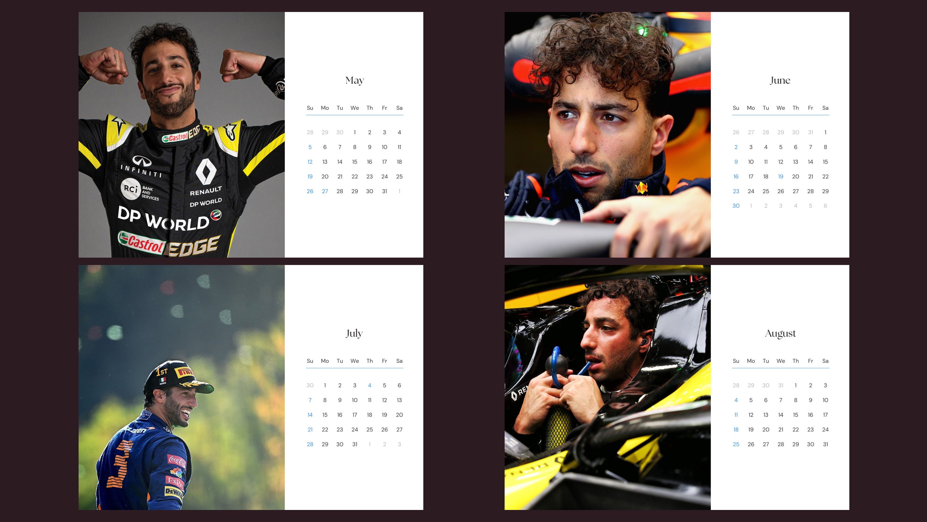 Daniel Ricciardo 2024 Calendar - Etsy