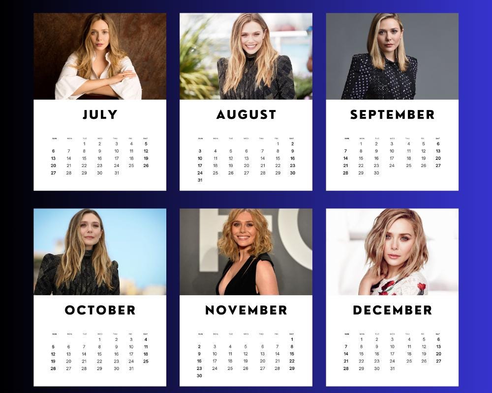 Elizabeth Olsen 2025 Calendar - Etsy Australia