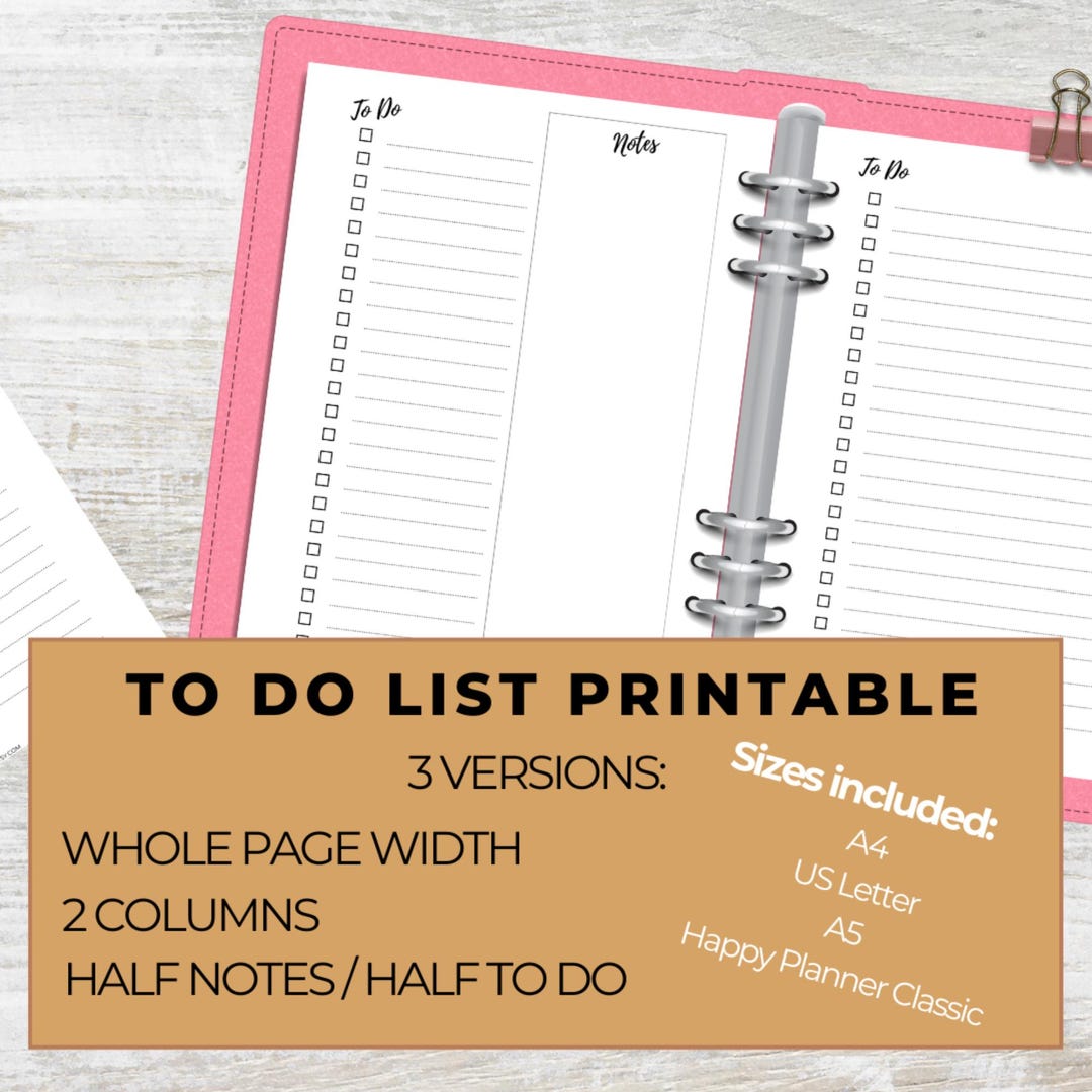 Brain Dump Task to Do List - Printable Planner Insert - Digital ...