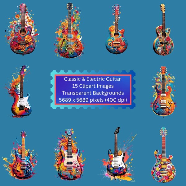 Guitar Clipart - Etsy