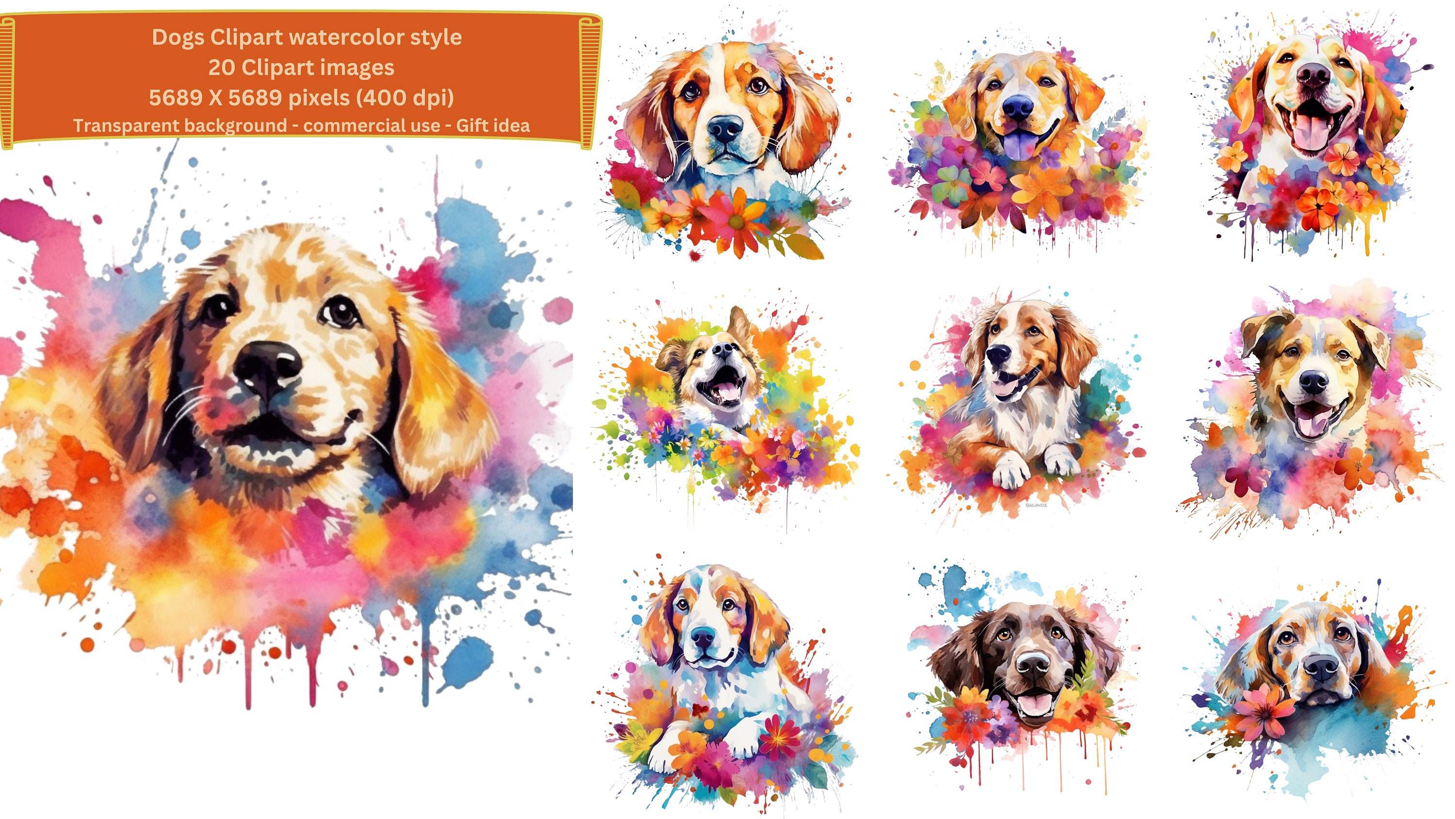 Dog Clip Art Watercolor Dog Images Puppy Clipart Cute Dog - Etsy