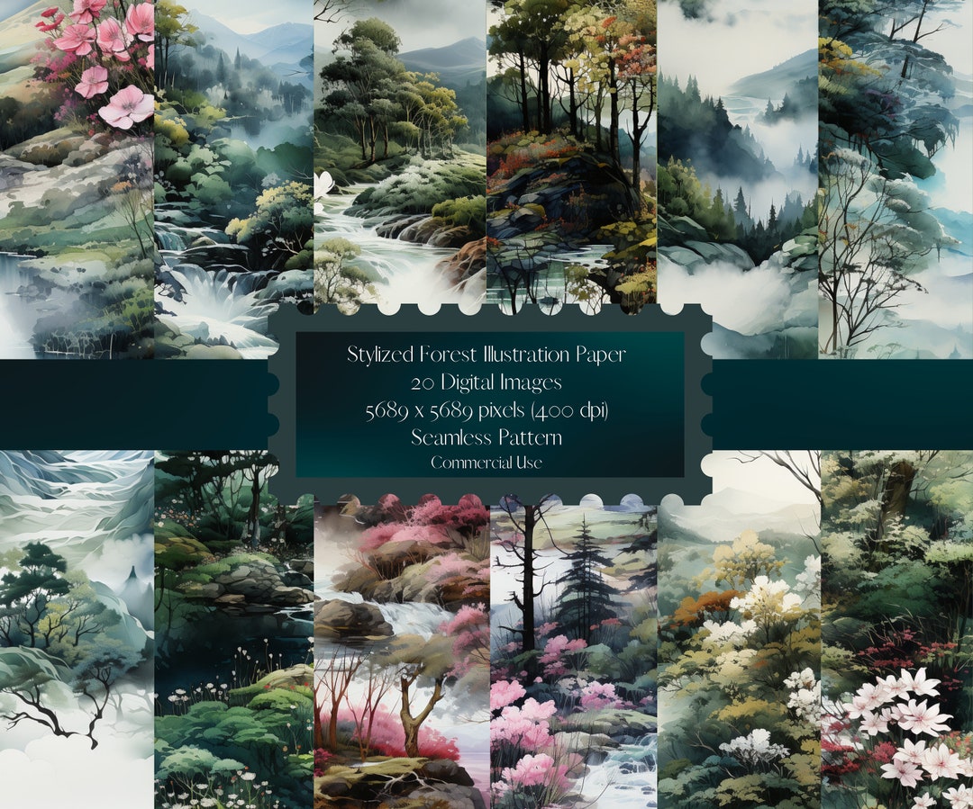 Forest Seamless Paper Nature-inspired Digital Background Woodsy Pattern ...