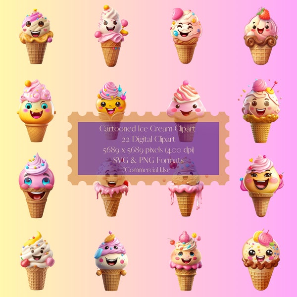 Ice Cream Characters Png - Etsy