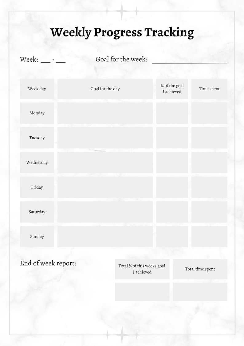 Progress Template - Etsy