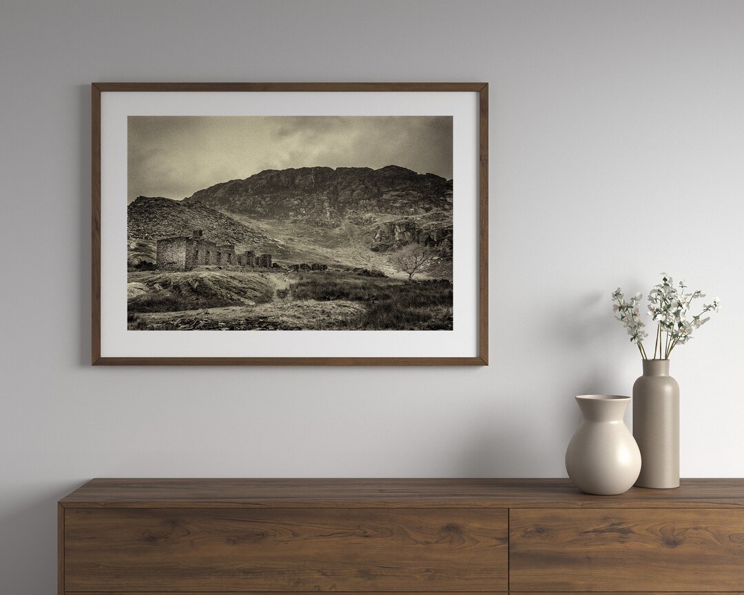 Fine Art Print of Ruined Slate Cottages at Cwmorthin Quarry - A3 ...