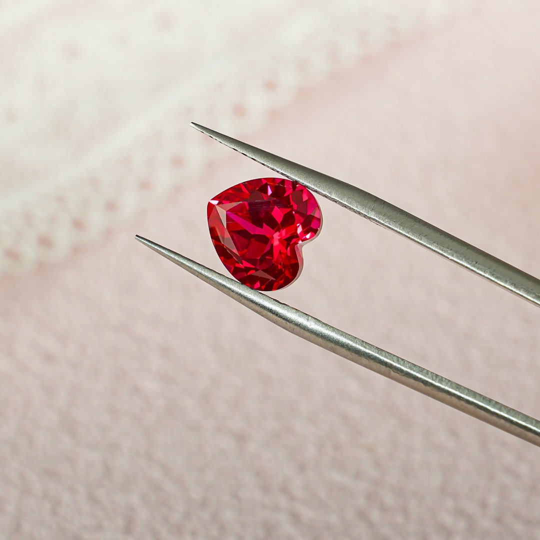 Lab Grown Ruby Heart Cut Loose Stone for Jewelry Making, Gemstones ...
