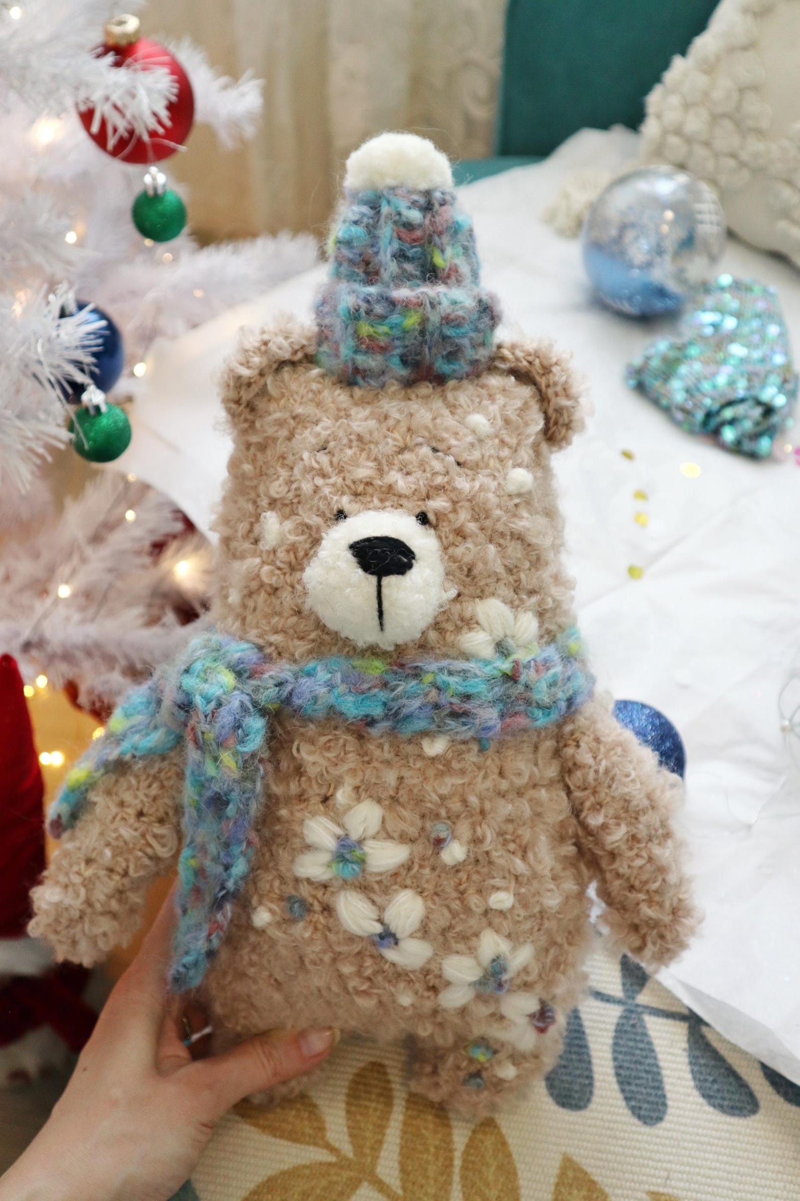 Christmas Teddy Bear Crochet Pattern – Amigurumi Bear Ornament With ...