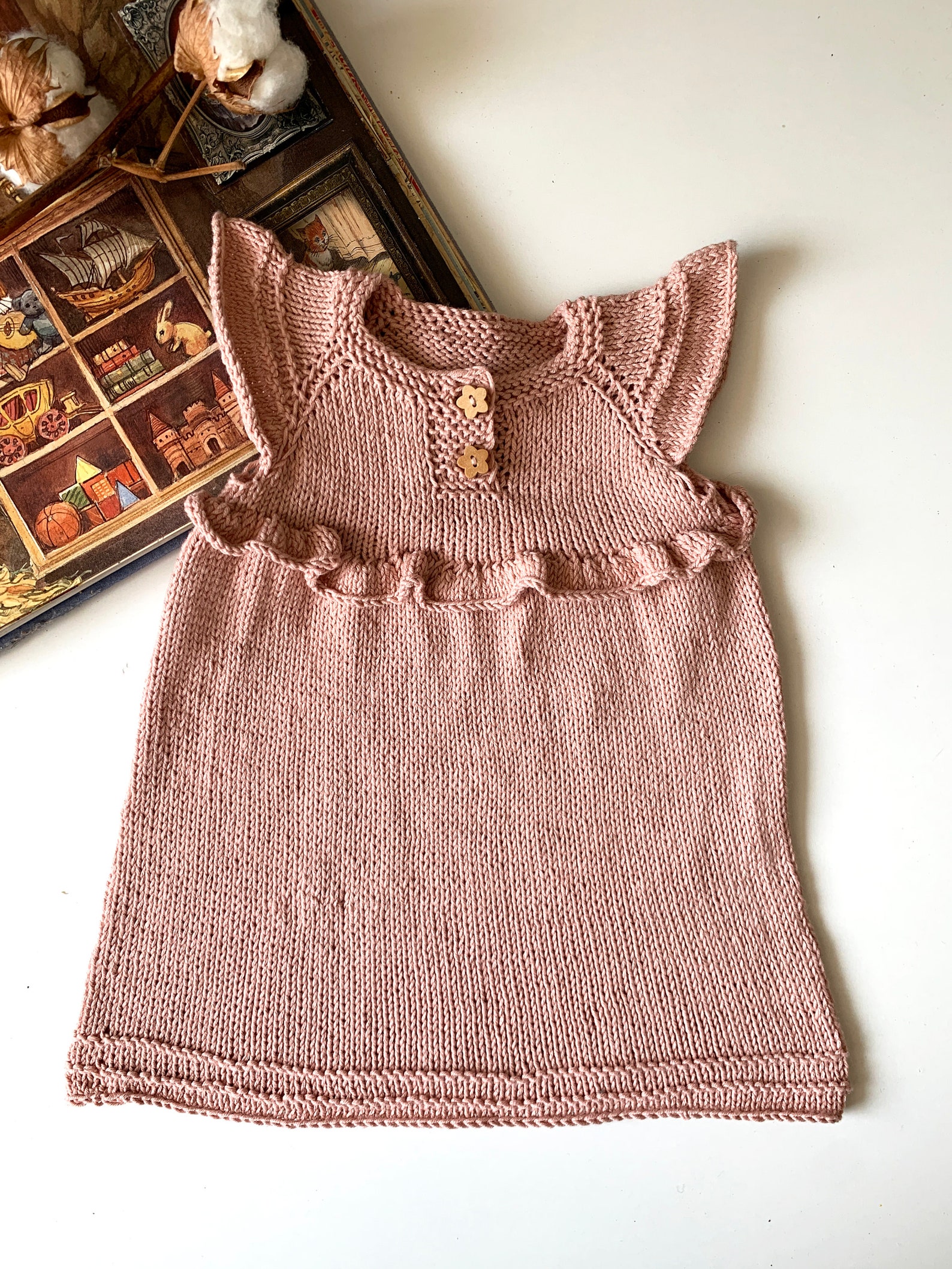 DRESS KNITTING PATTERN, Girl's Knit Dress Pattern, Easy Knit Baby Dress ...
