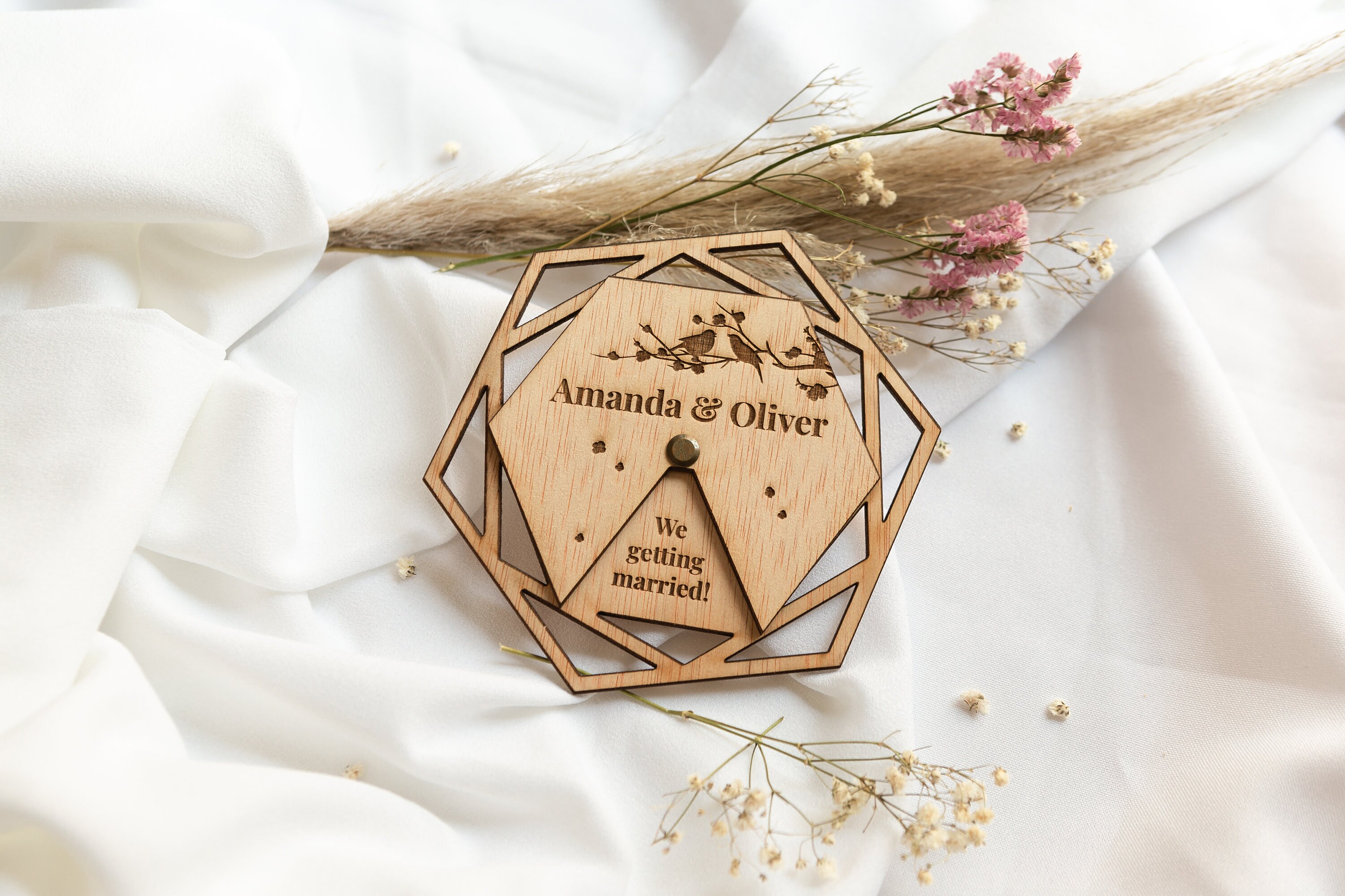 Wooden Rotating Invitation Nida Model Customizable - Etsy