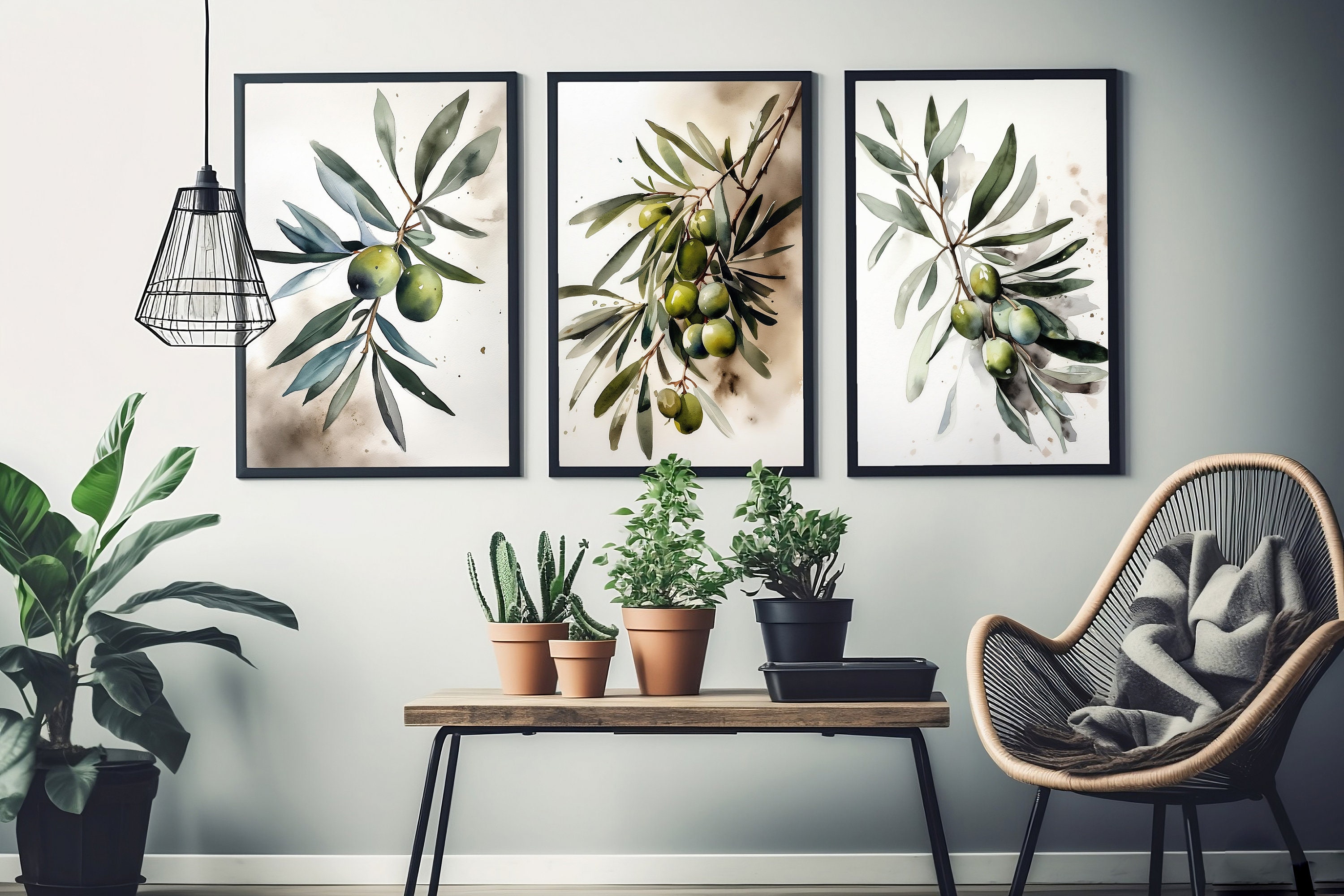 Set of 3 Prints, Olive Branch Print, Botanical Print, Vintage ...