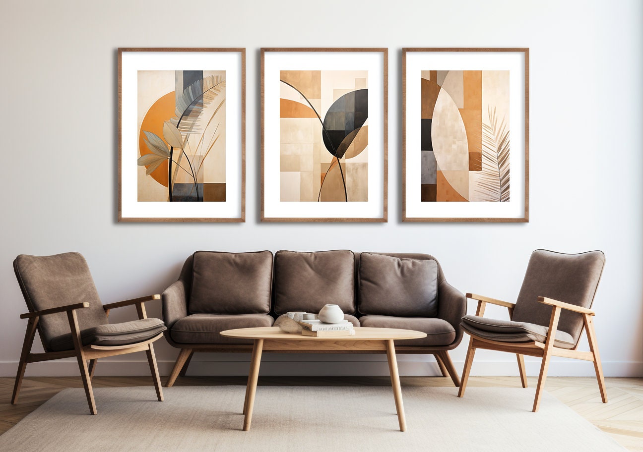 Set of 3 Prints Minimalist Abstract Shapes Prints Set Warm - Etsy