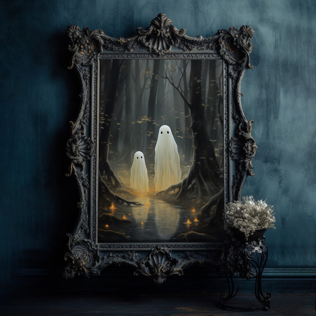Forest Ghosts Cute Spooky Wall Art Print Dark Halloween Home - Etsy