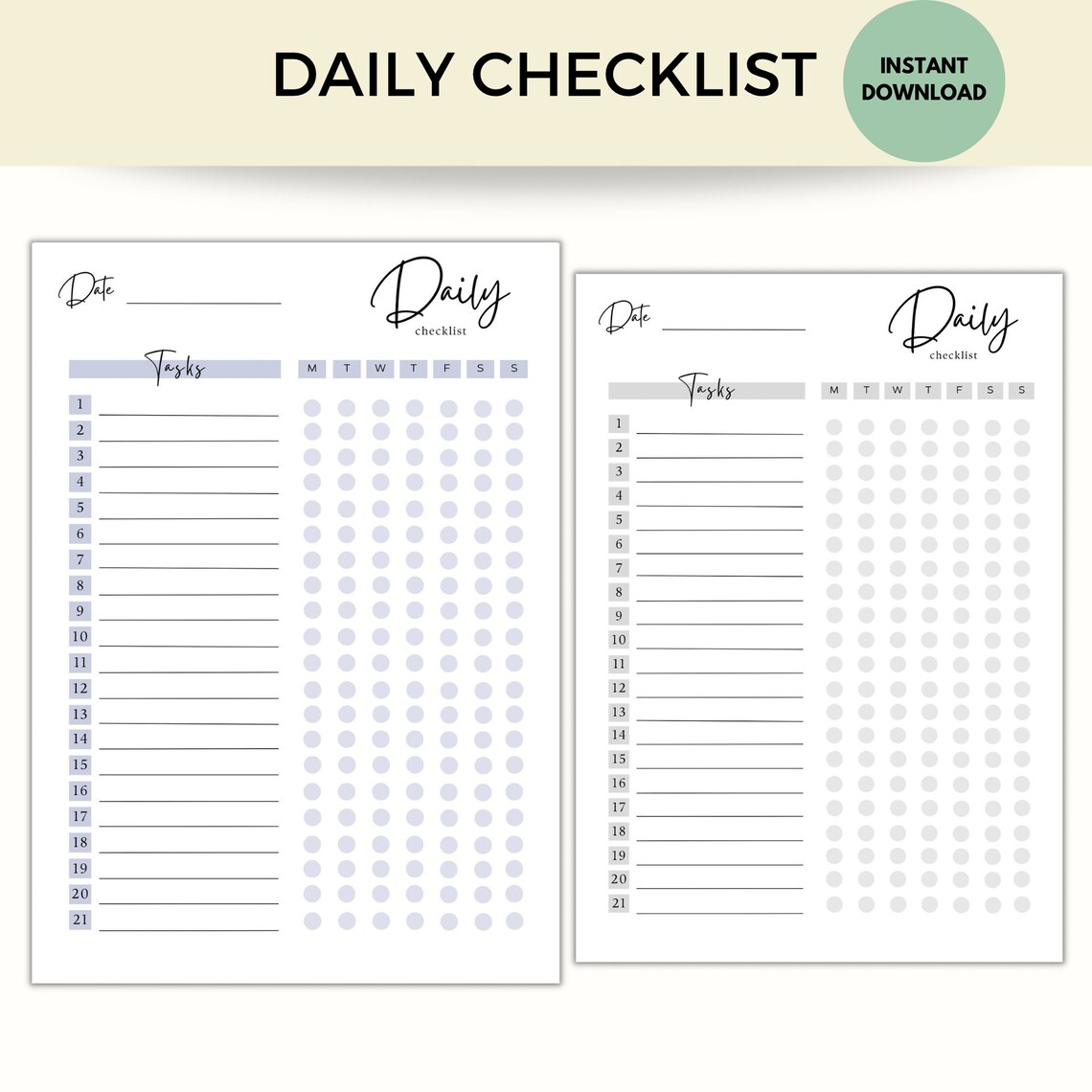 Daily Checklist Printable Daily Task Checklist to Do - Etsy Canada