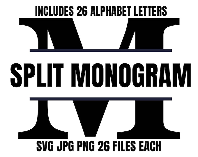 Split Alphabet From Monogram Letters A-Z, Instant Download, Monogram ...