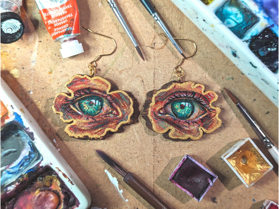 Custom Eye Earrings - Hand Painted Eye Earring - Personalised Eye ...